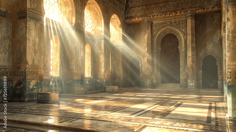 Interior of a royal residence palace castle of a kingdom in ancient ...