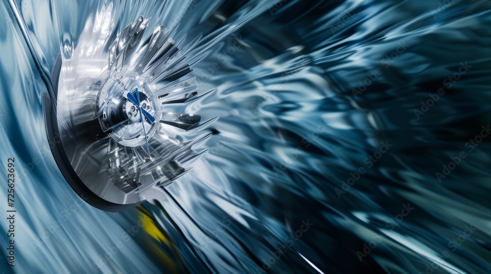 Dynamic blur of jet engine turbine illustrating speed and motion Stock ...