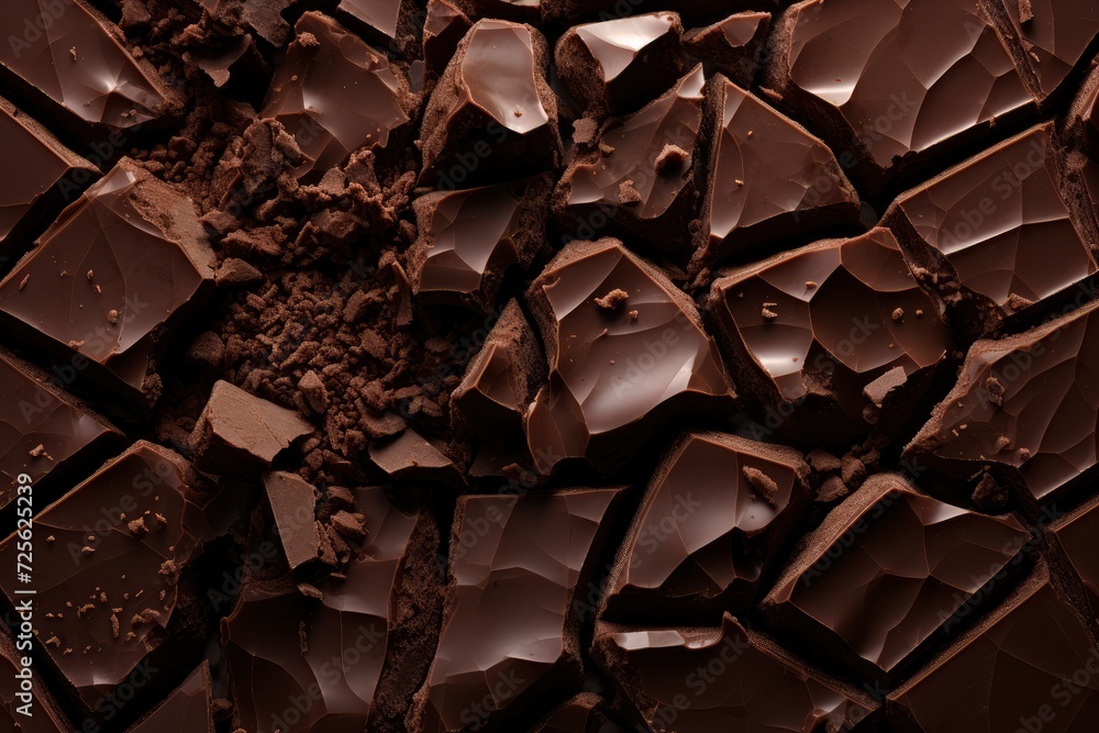 Texture of broken chocolate. Chocolate background. A bar of dark or ...