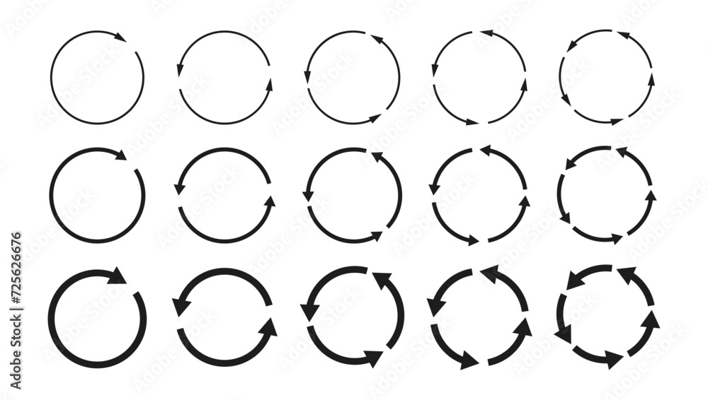 Arrow Circle Set Isolated Circular Rotation Loading Elements Redo Process Rotate Arrow And