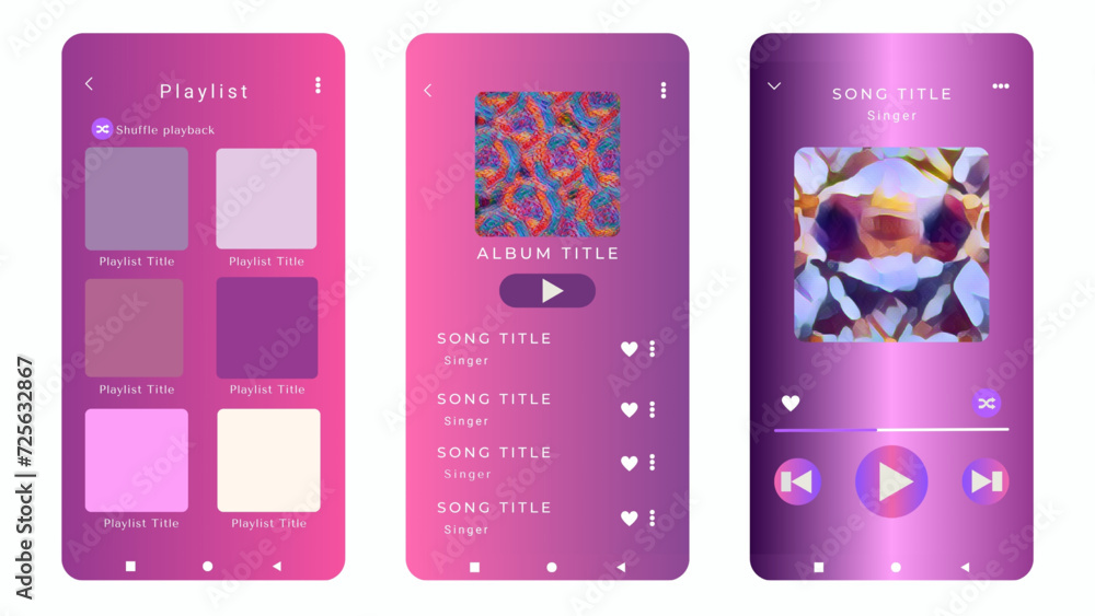 Mockup template for music player and display application charts for the ...
