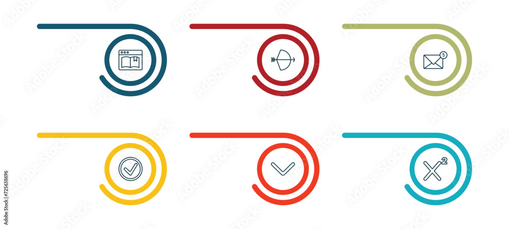 outline icons from user interface concept. thin line icons set included ribbon from a book ...