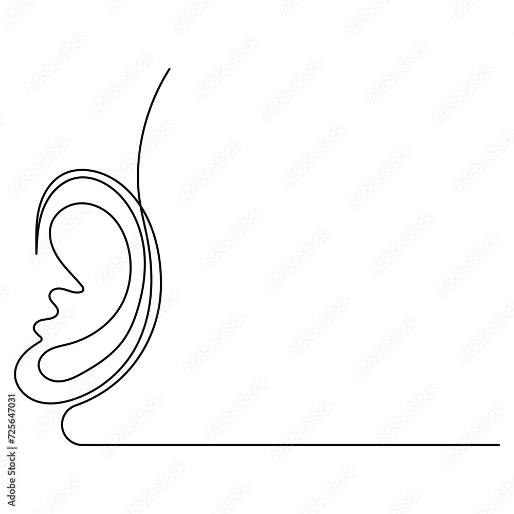 Continuous single line art drawing of human ear outline vector illustration Stock Vector | Adobe ...