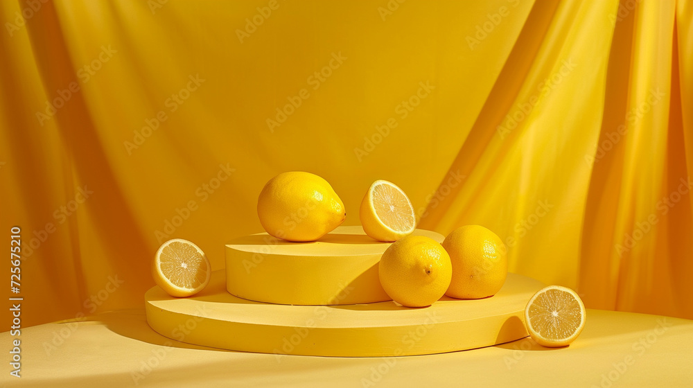 Background lemon podium product fruit platform cosmetic scene display ...