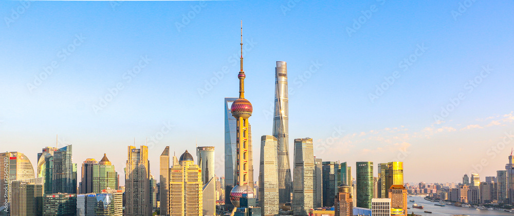Iconic Shanghai cityscape and skyline, featuring the Oriental Pearl ...