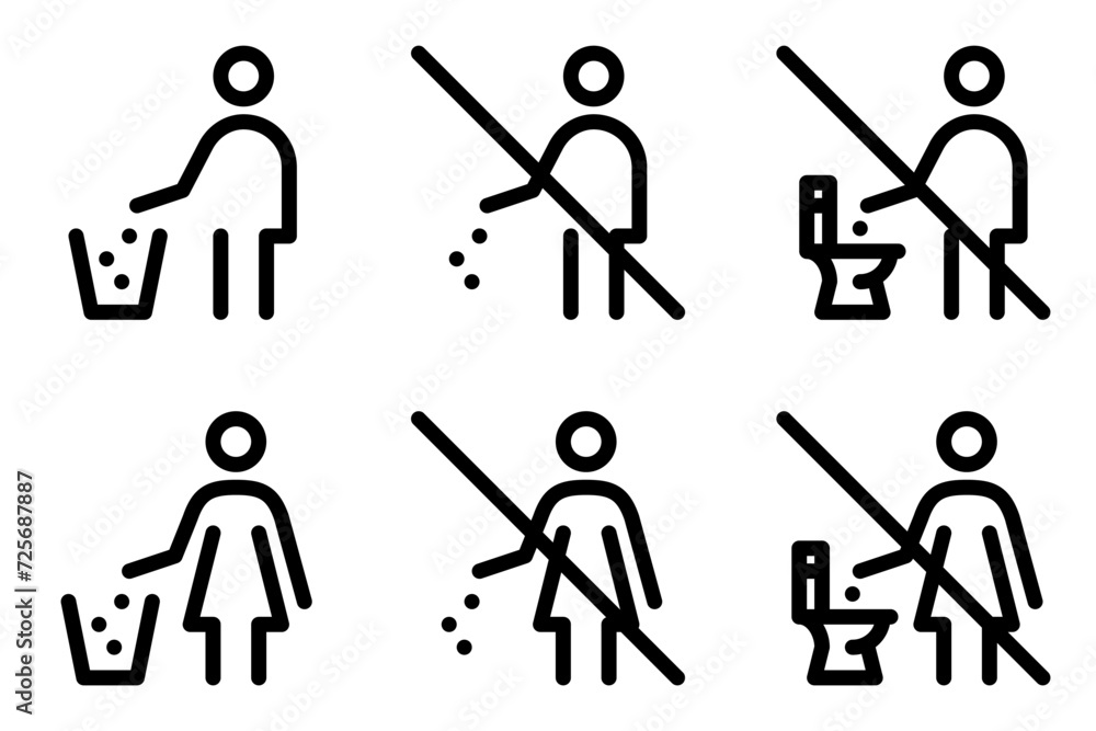 Do not litter line icon isolated on white background. Please keep this ...