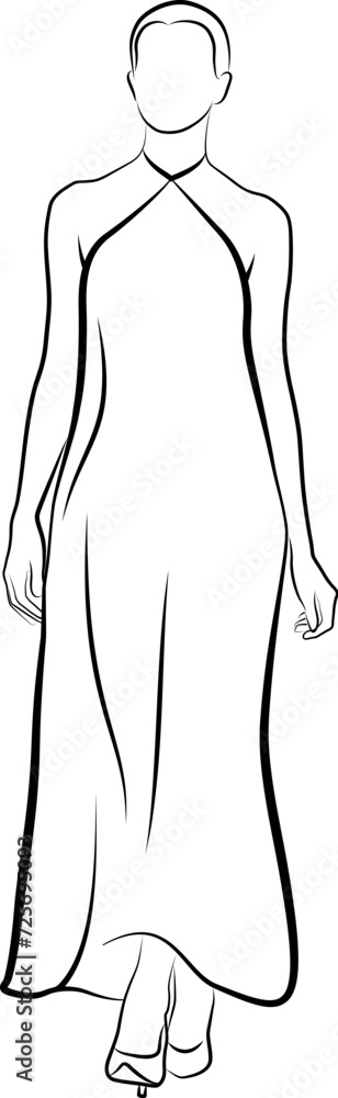 Fashion Woman. Outline Sketch. Vector illustration Stock Vector | Adobe ...