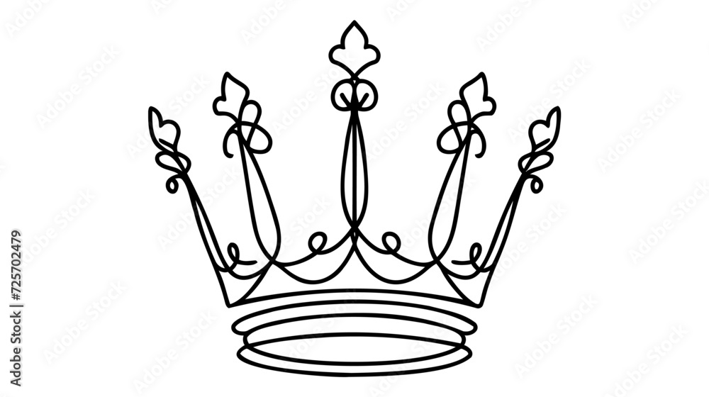 Continuous one line drawing of royal crown. Simple king crown line art ...