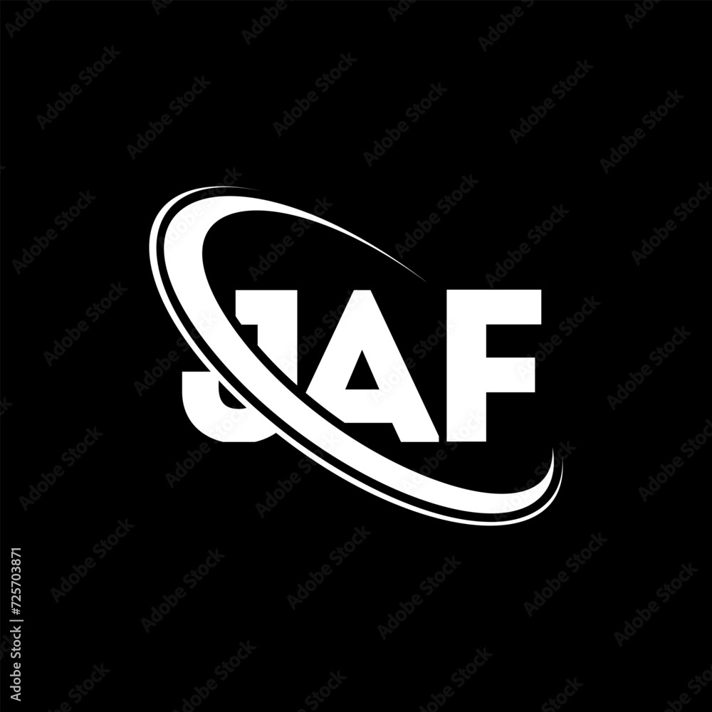 JAF logo. JAF letter. JAF letter logo design. Intitials JAF logo linked with circle and ...