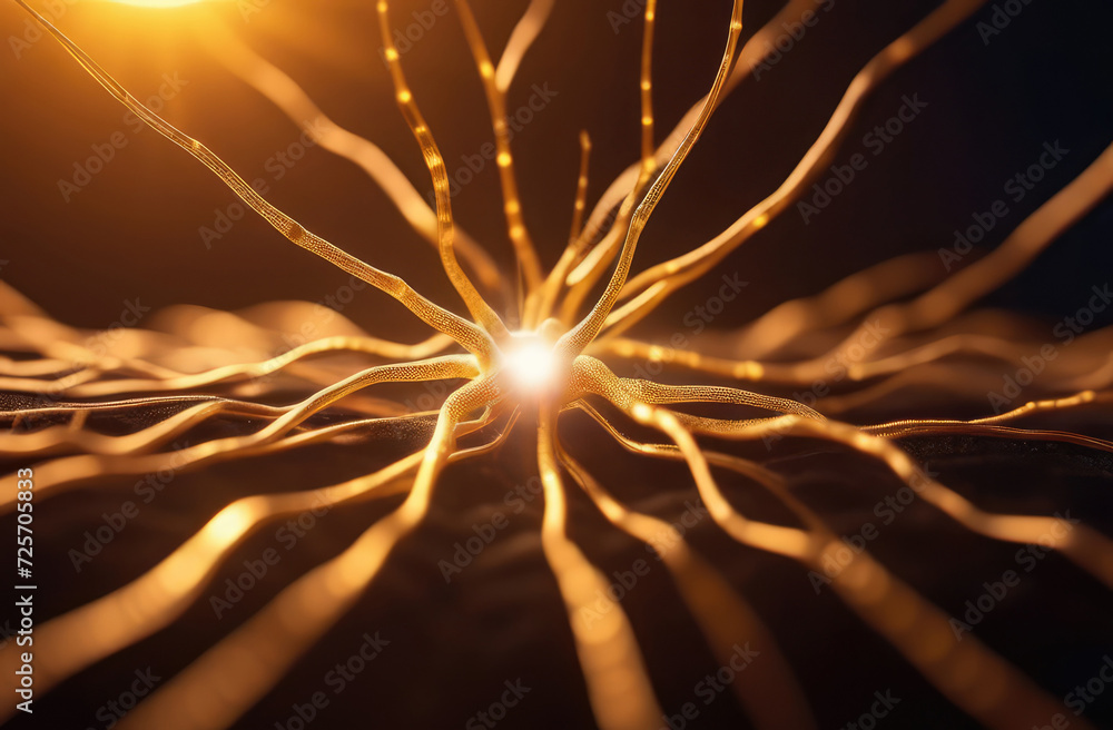 Conceptual illustration of neuron cell with glowing connection ...