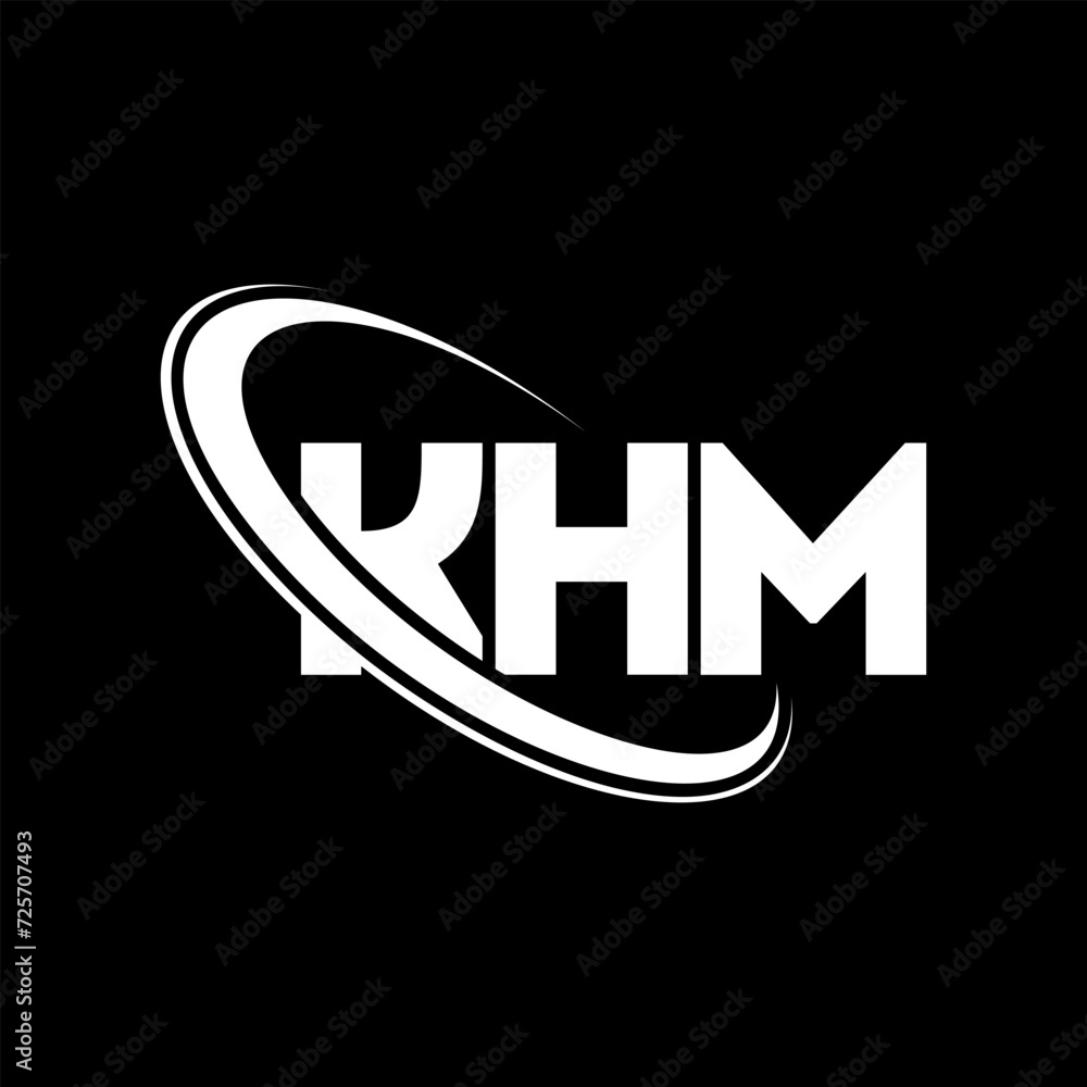 KHM logo. KHM letter. KHM letter logo design. Initials KHM logo linked with circle and uppercase ...