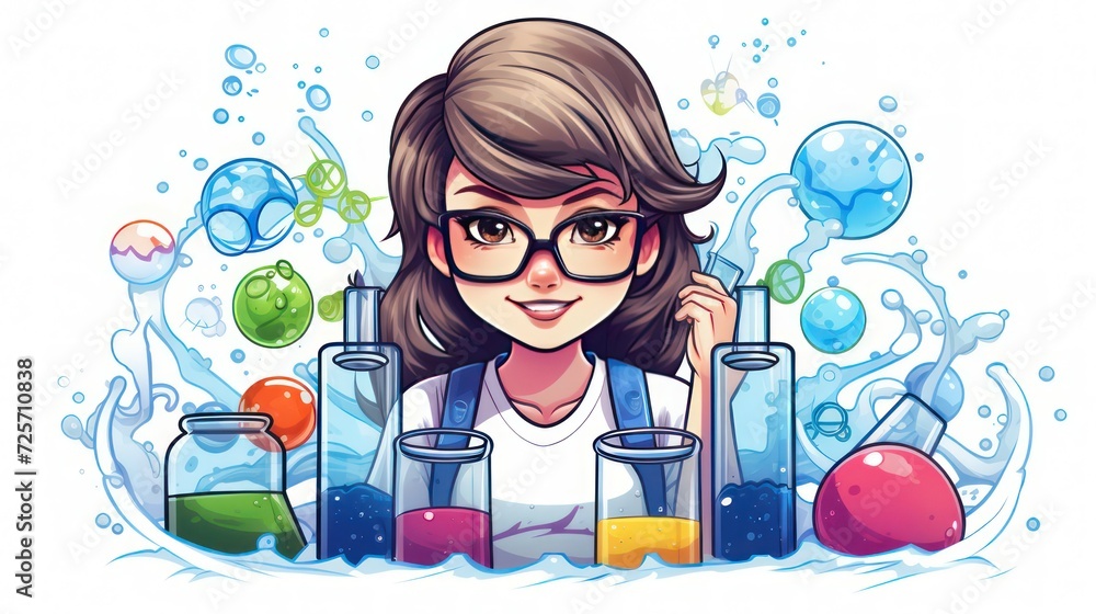 Cartoon illustration design of a cute girl wearing a coat in a ...