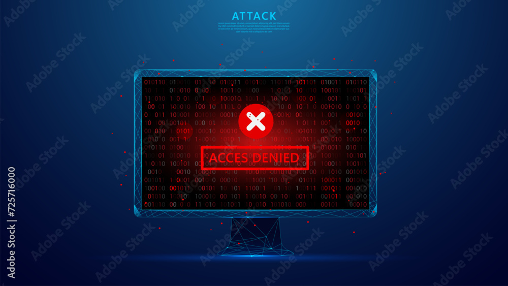 Computer Attack Warning Binary Code Number Access Denied Data Breach