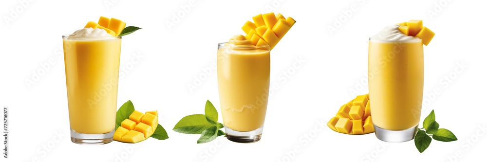 Set of a photo image of a Mango Lassi on a Transparent Background Stock ...