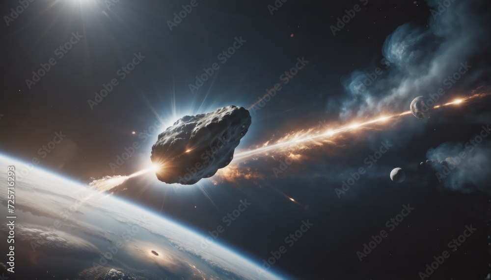 Large rock or asteroid passes through the atmosphere of planet Earth ...