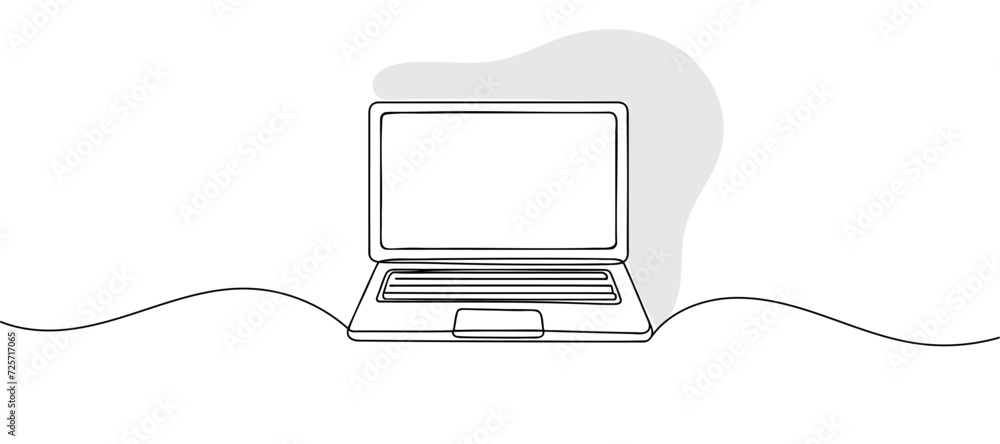 Single line continuous drawing of laptop computer laptop isolated on ...