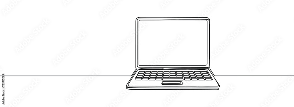 Single line continuous drawing of laptop computer laptop isolated on ...