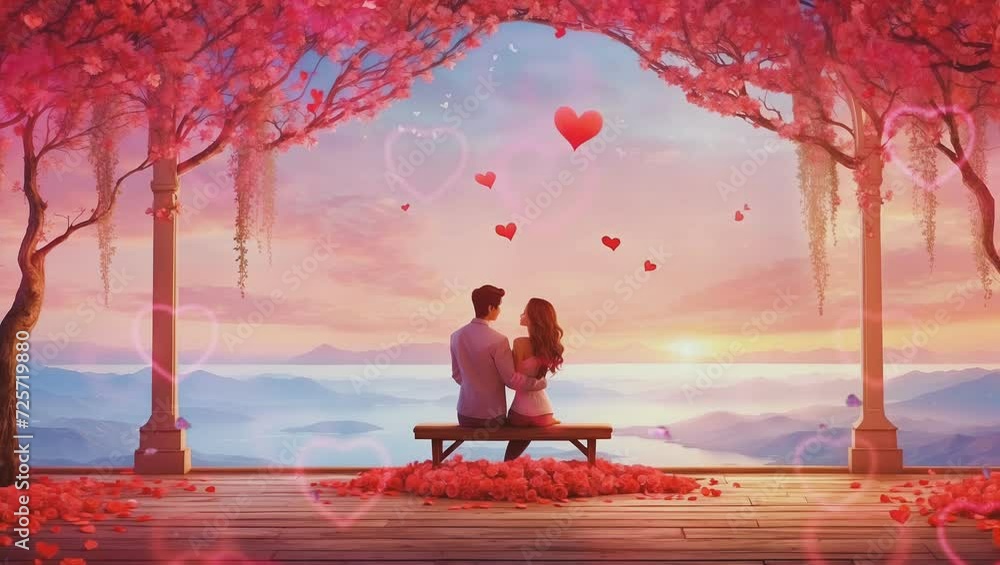 valentine with magnificent view background concept. romantic, love ...