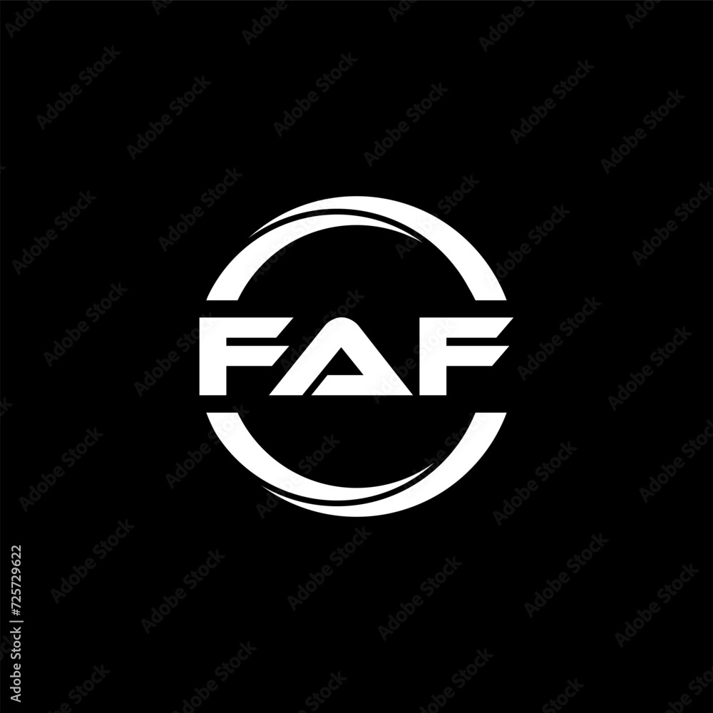 FAF letter logo design with black background in illustrator, cube logo ...