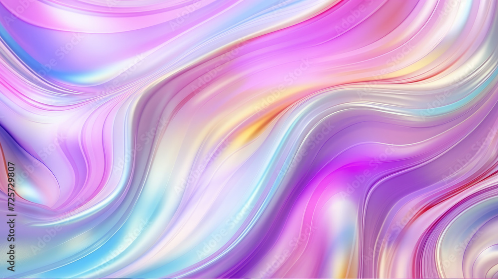Holographic liquid background. Holograph blue, pink colors texture with ...