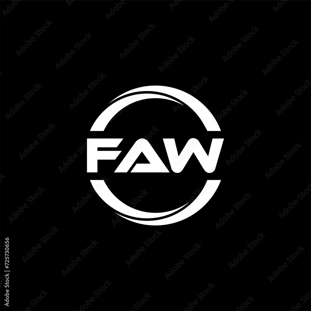 FAW letter logo design with black background in illustrator, cube logo ...