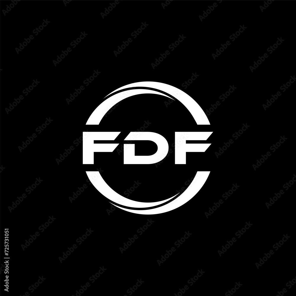 FDF letter logo design with black background in illustrator, cube logo ...