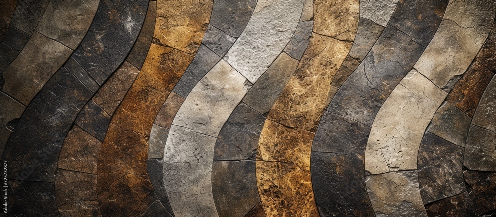 Top-down view of textured stone and ceramic floor tiles in a corridor ...