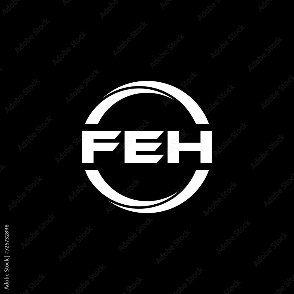 FEH letter logo design with black background in illustrator, cube logo ...
