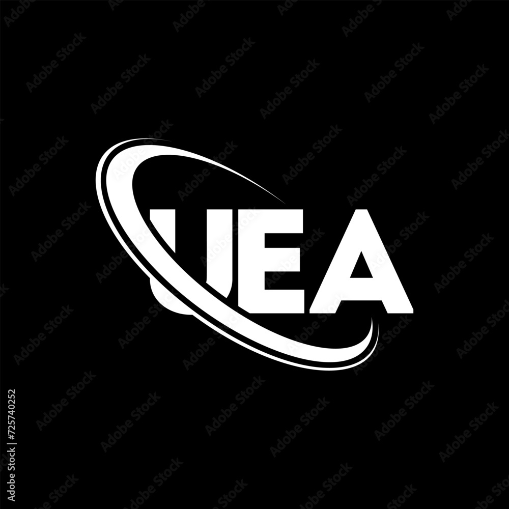 UEA logo. UEA letter. UEA letter logo design. Initials UEA logo linked ...