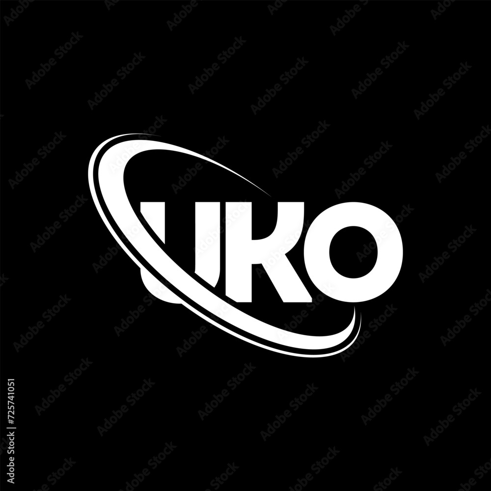 UKO logo. UKO letter. UKO letter logo design. Initials UKO logo linked ...