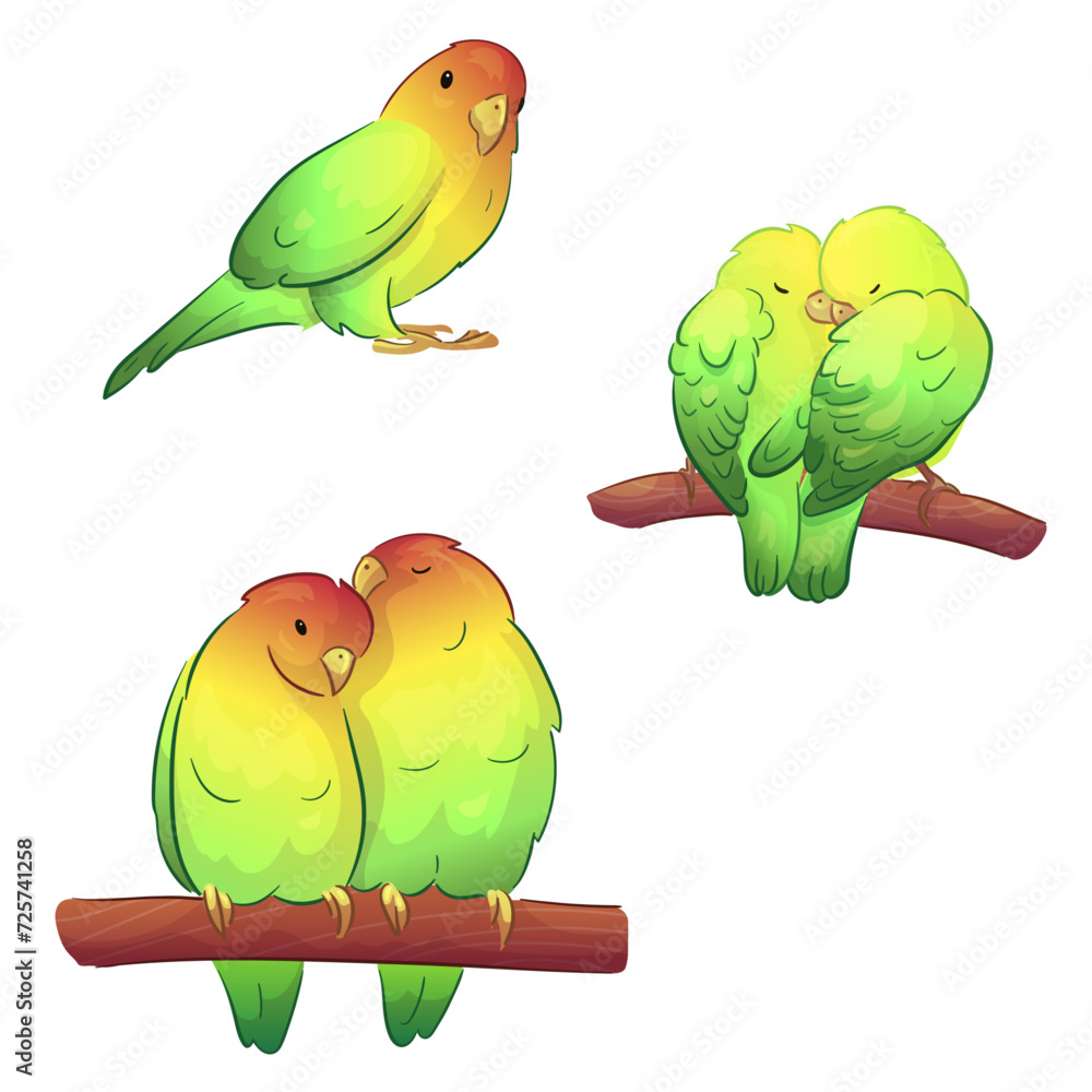 Flat illustration of a pet parrot, illustration with stroke and fill ...