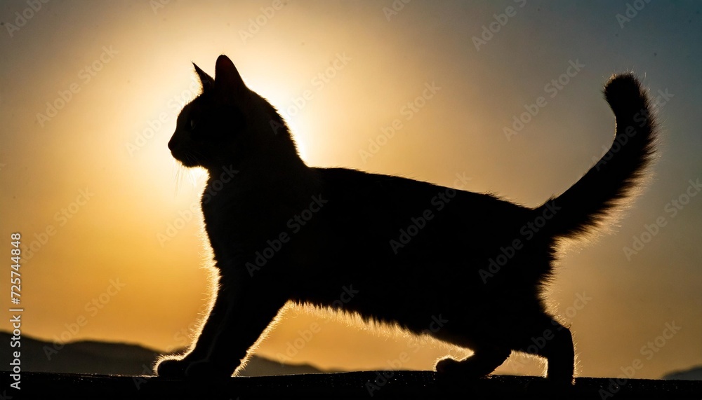 cat stretching black silhouette stitch cross patterns side view ...