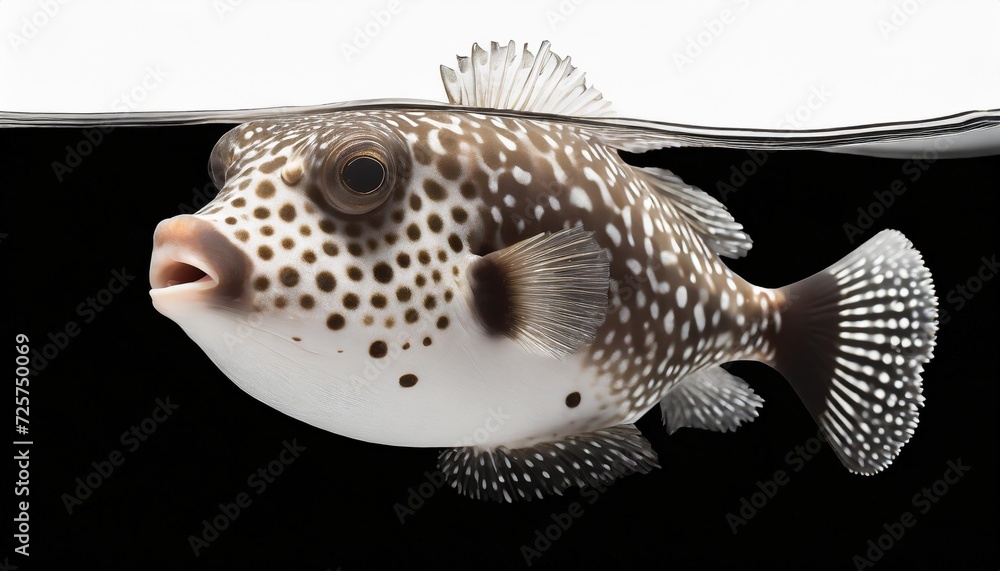 isolated a map puffer fish with black and white pattern transparent ...