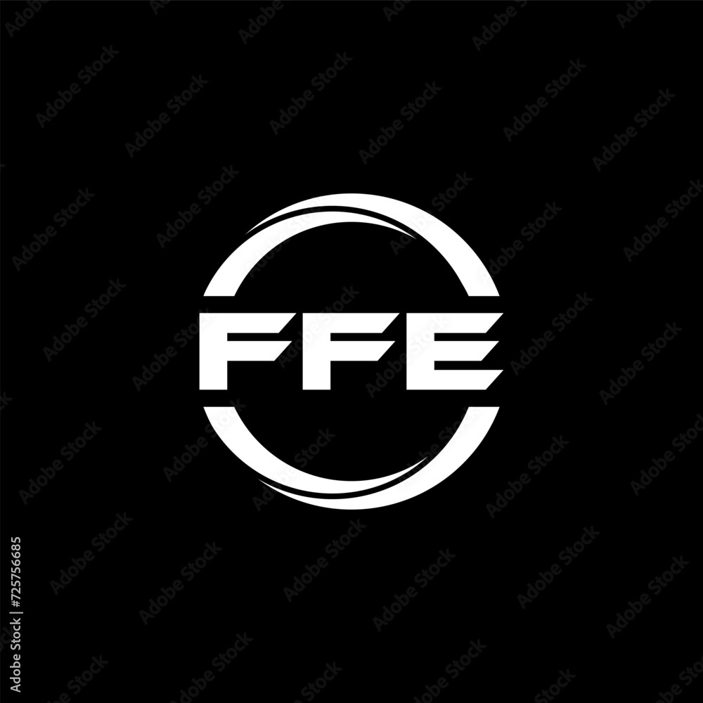 FFE letter logo design with black background in illustrator, cube logo ...