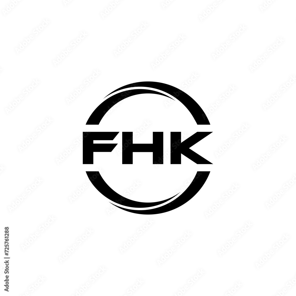 FHK letter logo design with white background in illustrator, cube logo ...