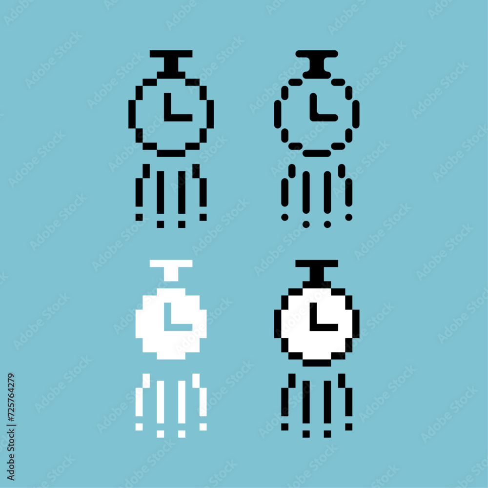 Pixel art outline sets icon of clock speed variation color. clock fly ...