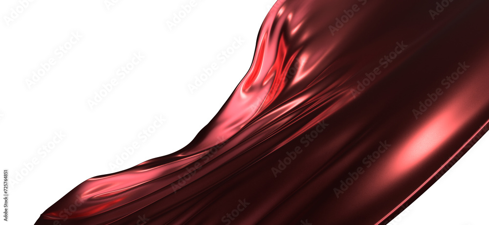 red wave silk satin fabric on white background for grand opening ...