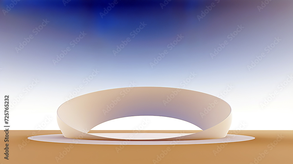 This image features a simplistic 3D representation of a white mobius ...