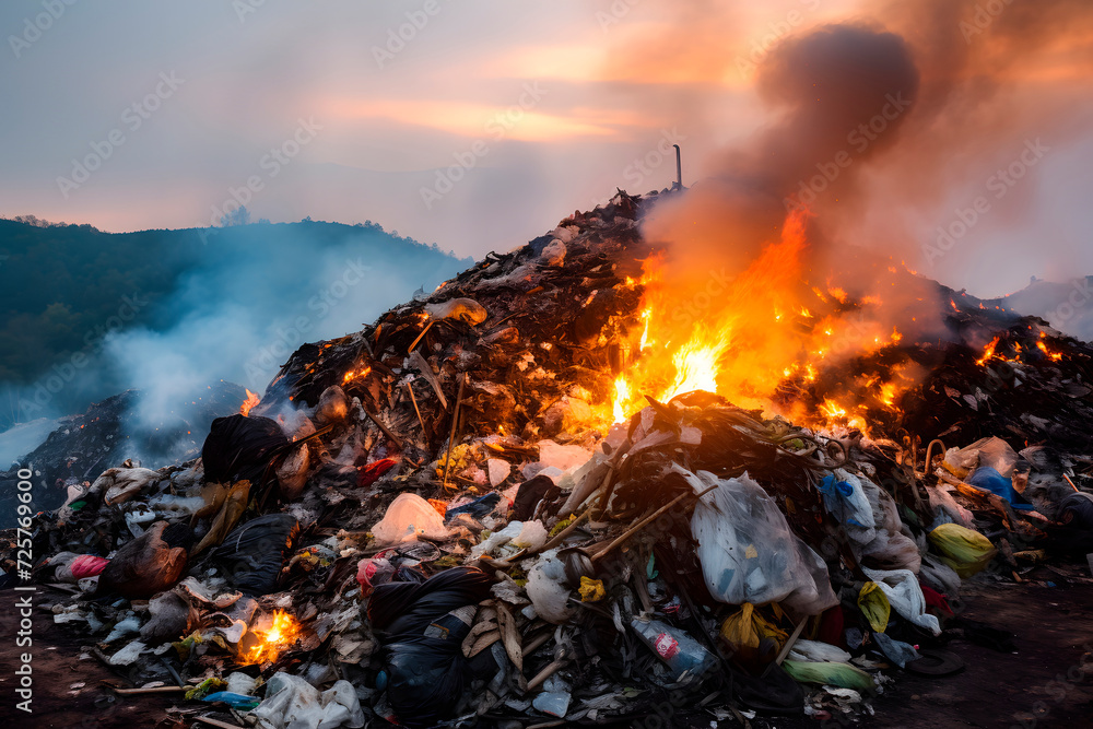 Burning garbage heap of smoke from a burning pile of garbage Stock ...
