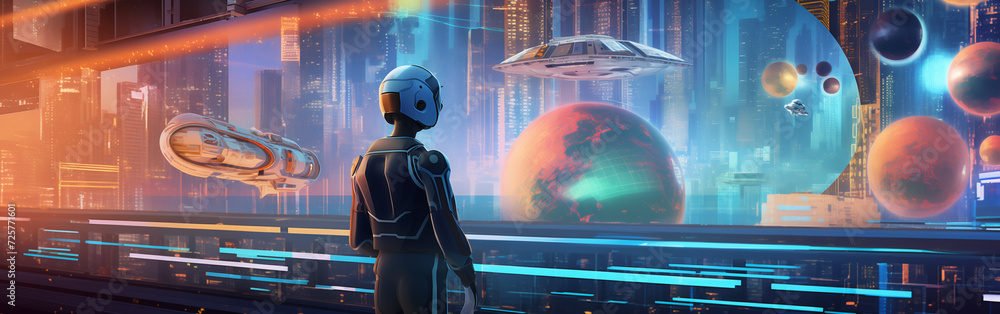 Hologram, Future scenario, Futuristic scene, Science fiction panorama ...