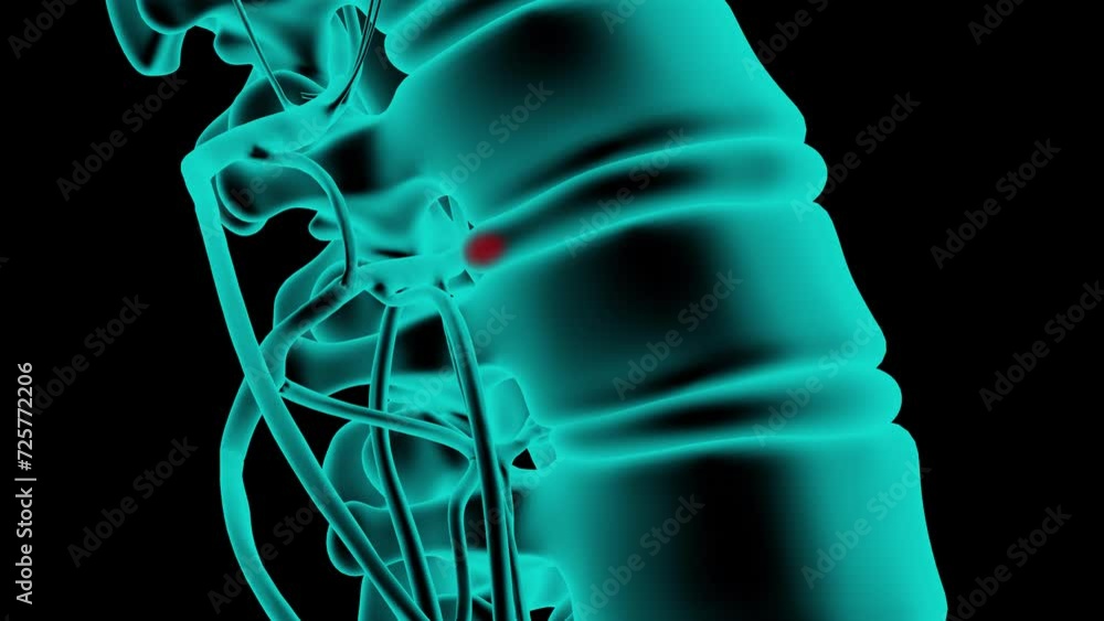 A herniated disc protrusion enlarges compressing a nerve root and ...