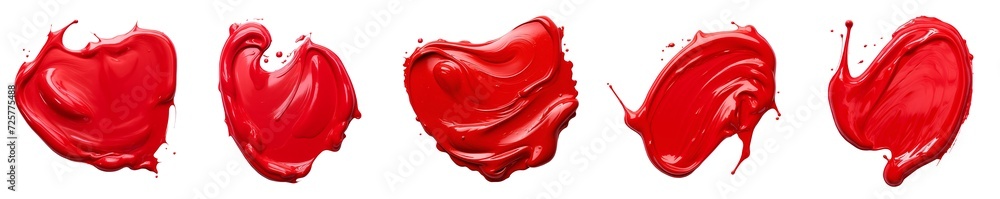 Collection set of red maroon, blob paint ink ketchup liquid smear ...