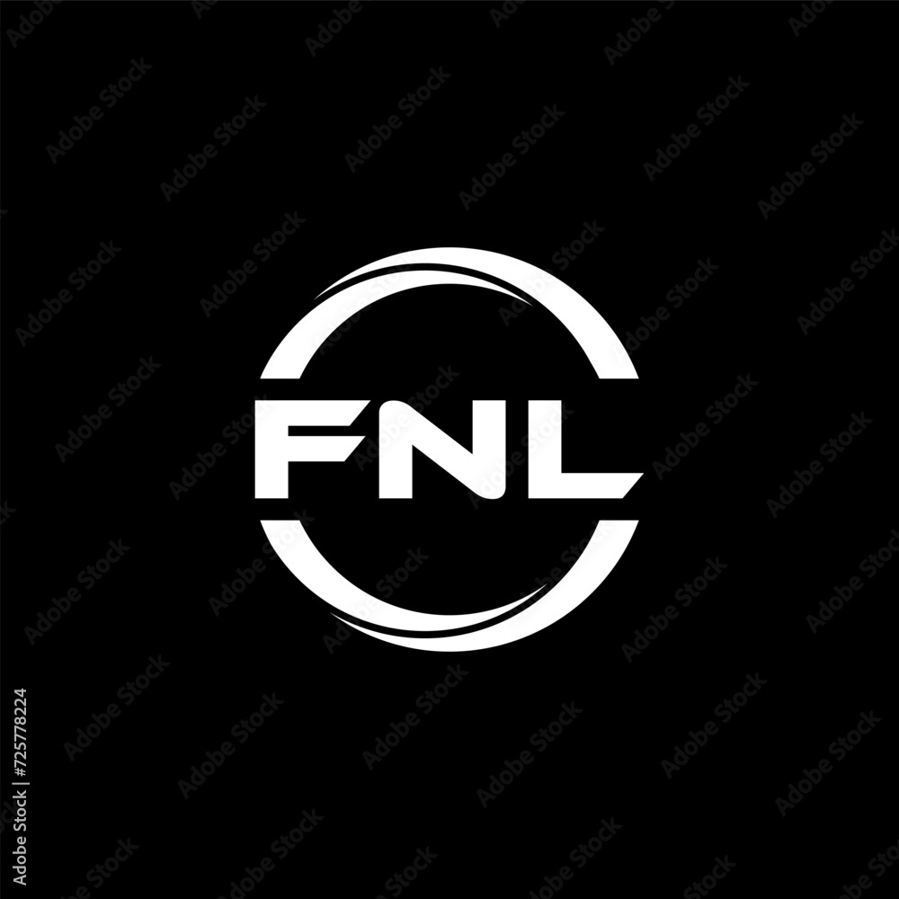 FNL letter logo design with black background in illustrator, cube logo ...