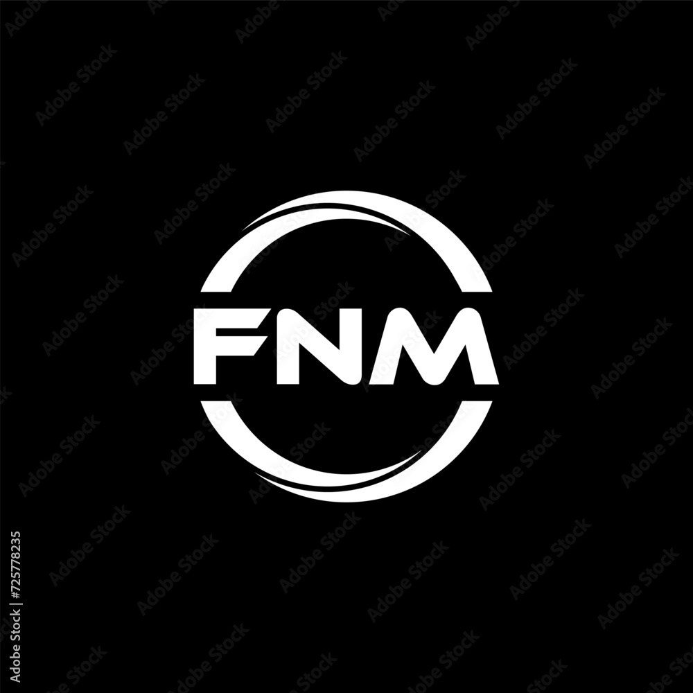 FNM letter logo design with black background in illustrator, cube logo ...