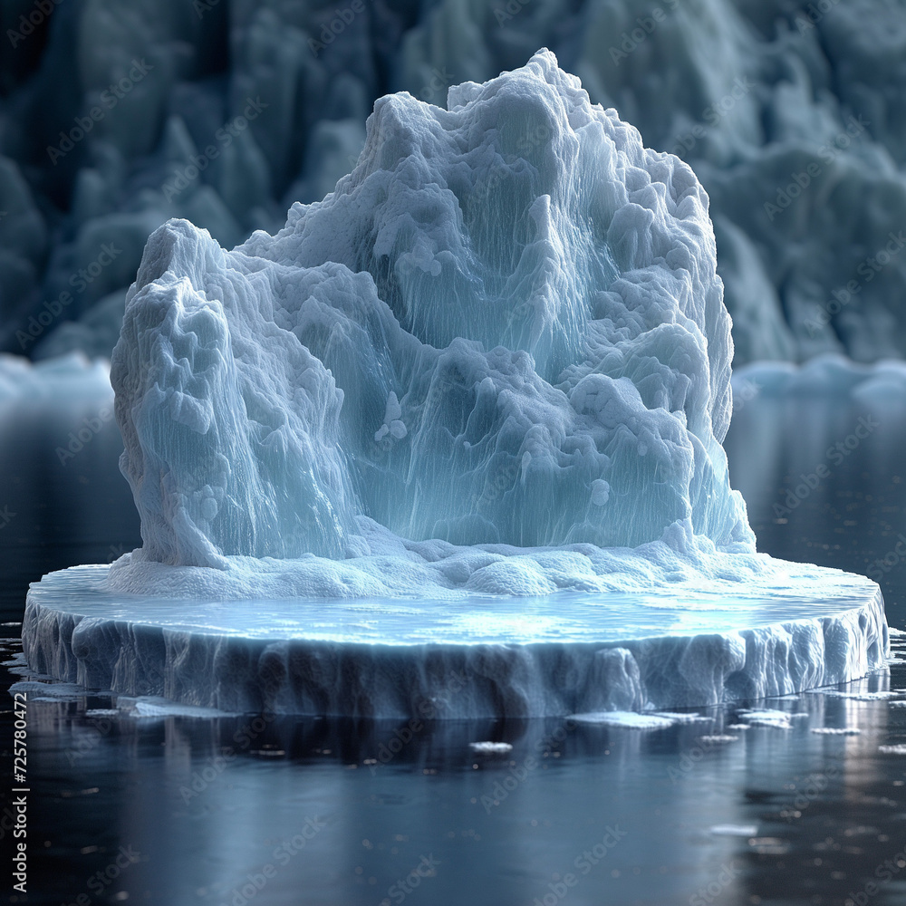 Ice background podium cold winter snow product platform floor frozen ...