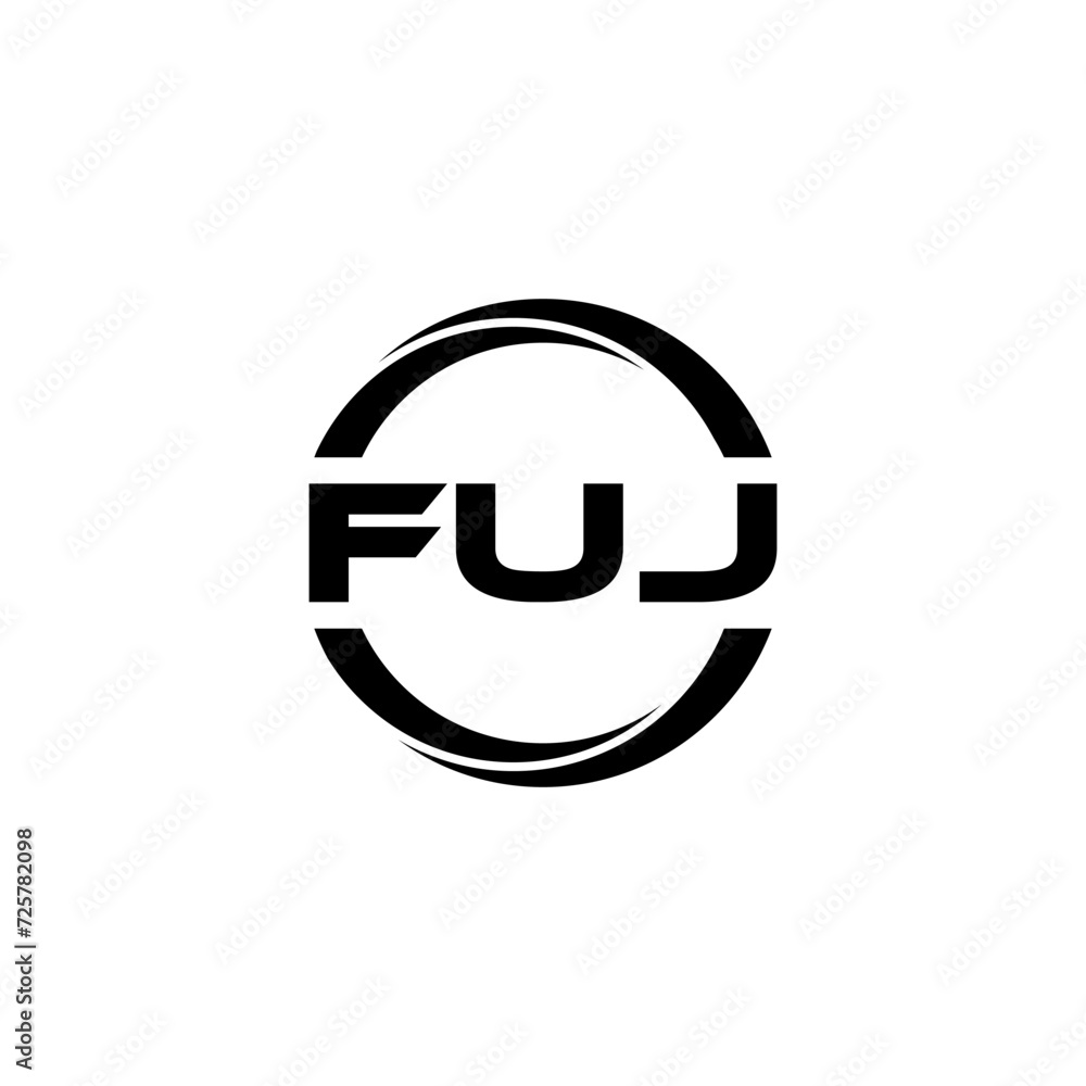 FUJ letter logo design with white background in illustrator, cube logo ...