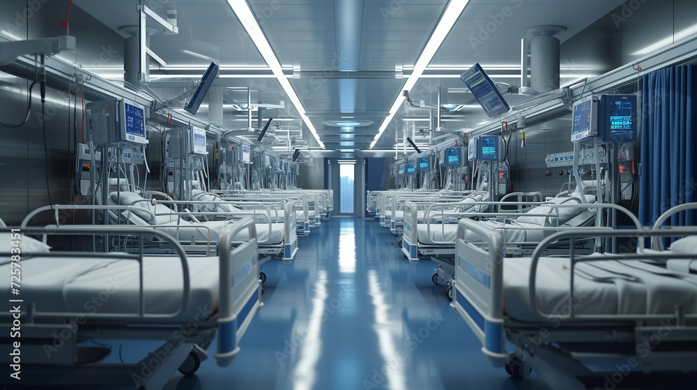 recovery ICU intensive care unit room ward with life support at ...