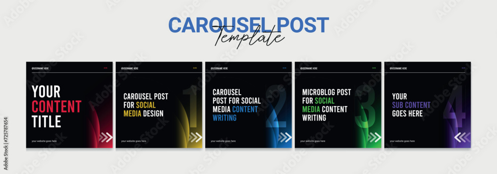 Carousel post template set, Modern instagram carousel post design ...