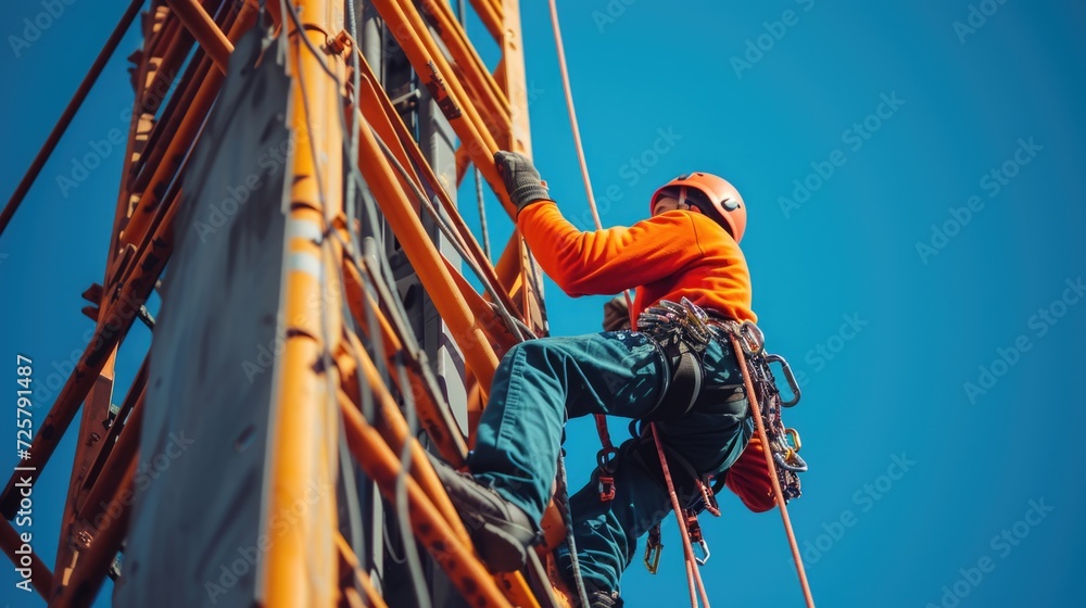 Professional Worker Performing High-Rise Safety Inspection Stock Photo ...