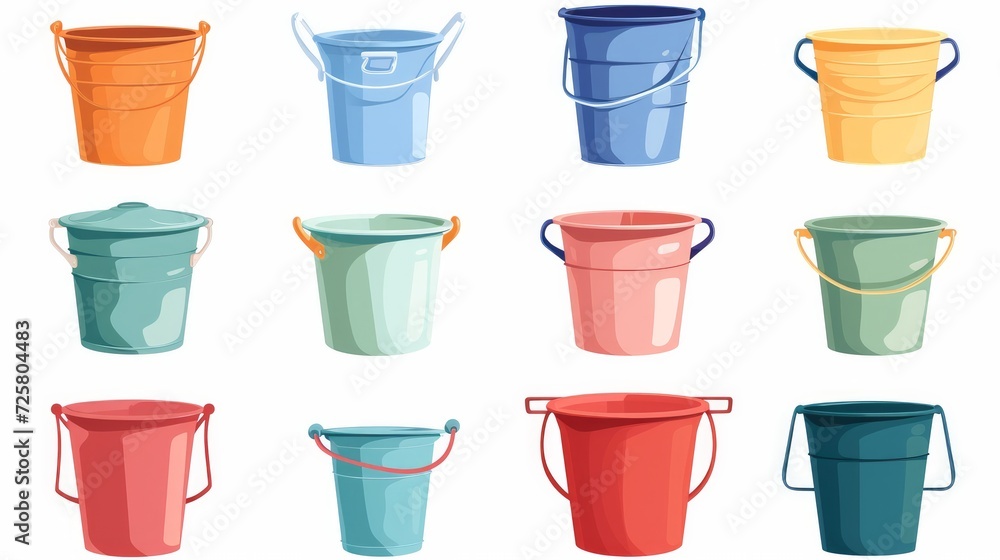 Different buckets. Vector set isolate. Illustration of bucket and ...